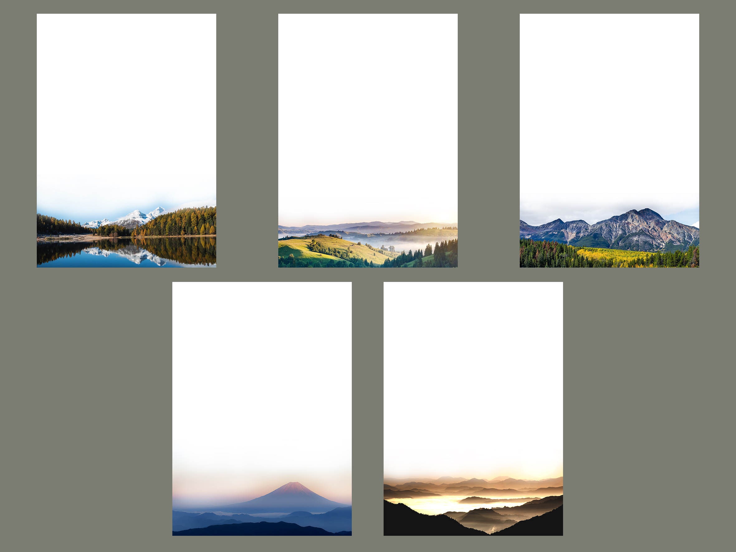 Mountain Stationery Set, Digital and Printable Pack, Minimalist Writing ...