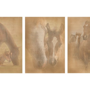 Vintage Horses Paper Sheets With Lines, Digital and Printable Retro ...