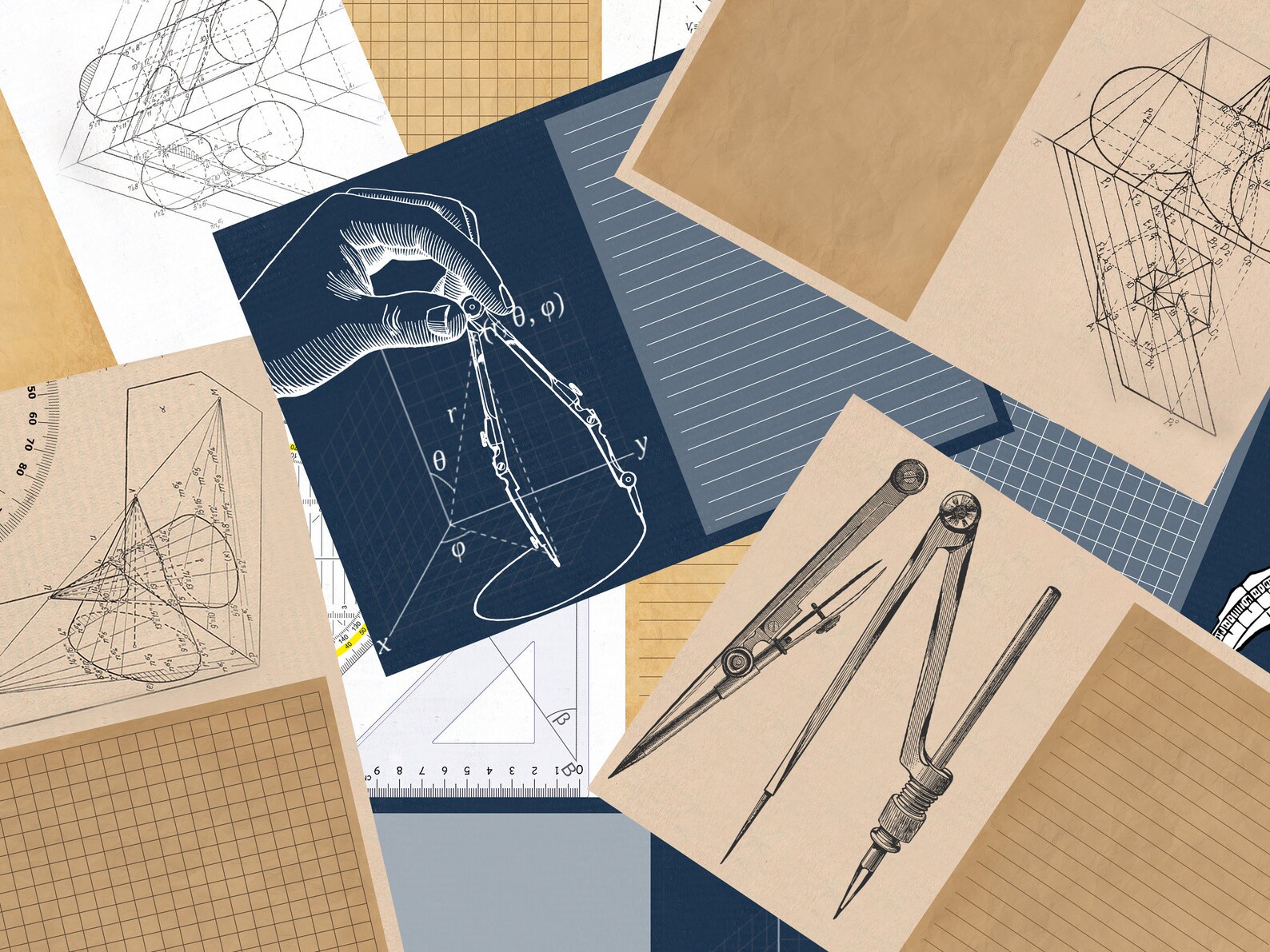 Descriptive Geometry Junk Journal Pages: Digital Printable Maths Papers ...