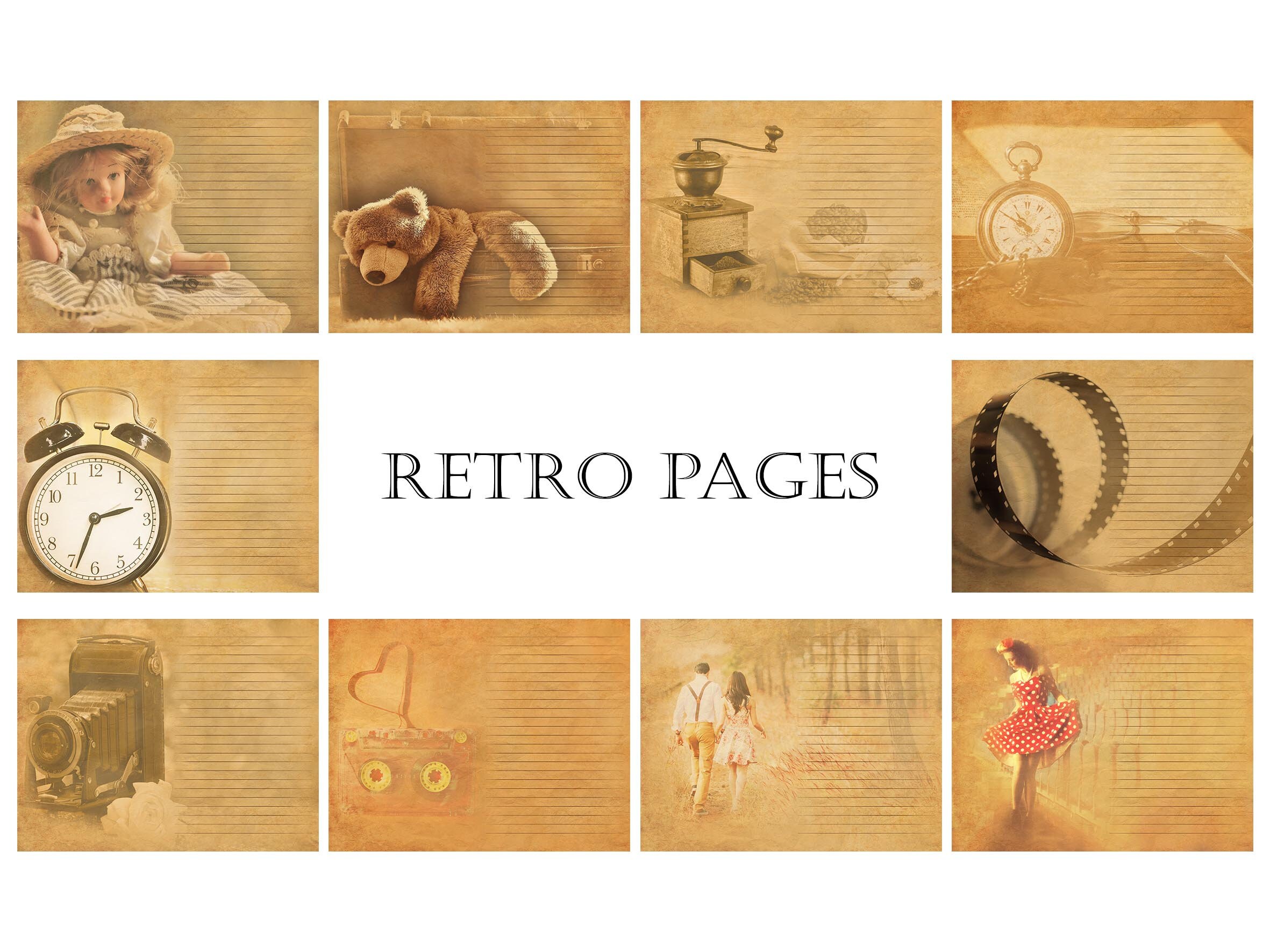 Retro Junk Journal Pages, Digital and Printable Old Looking Paper ...