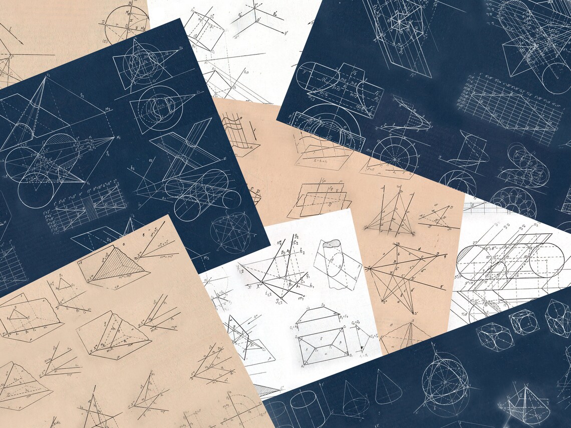 Descriptive Geometry Junk Journal Pages: Digital Printable Maths Papers ...