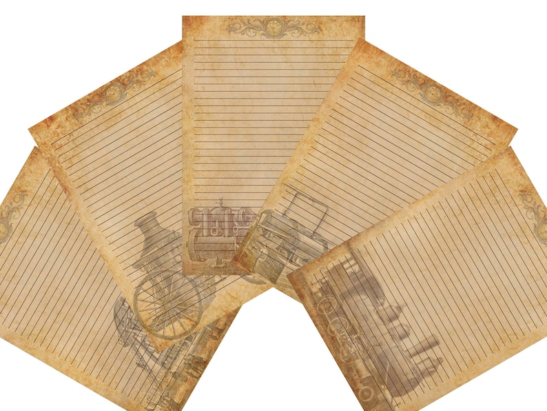 Steampunk Writing Paper Sheets and Envelopes, Blank Pages and With ...