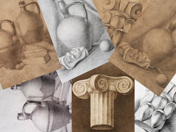Pencil Drawings Bundle Digital Printable Images of - Etsy