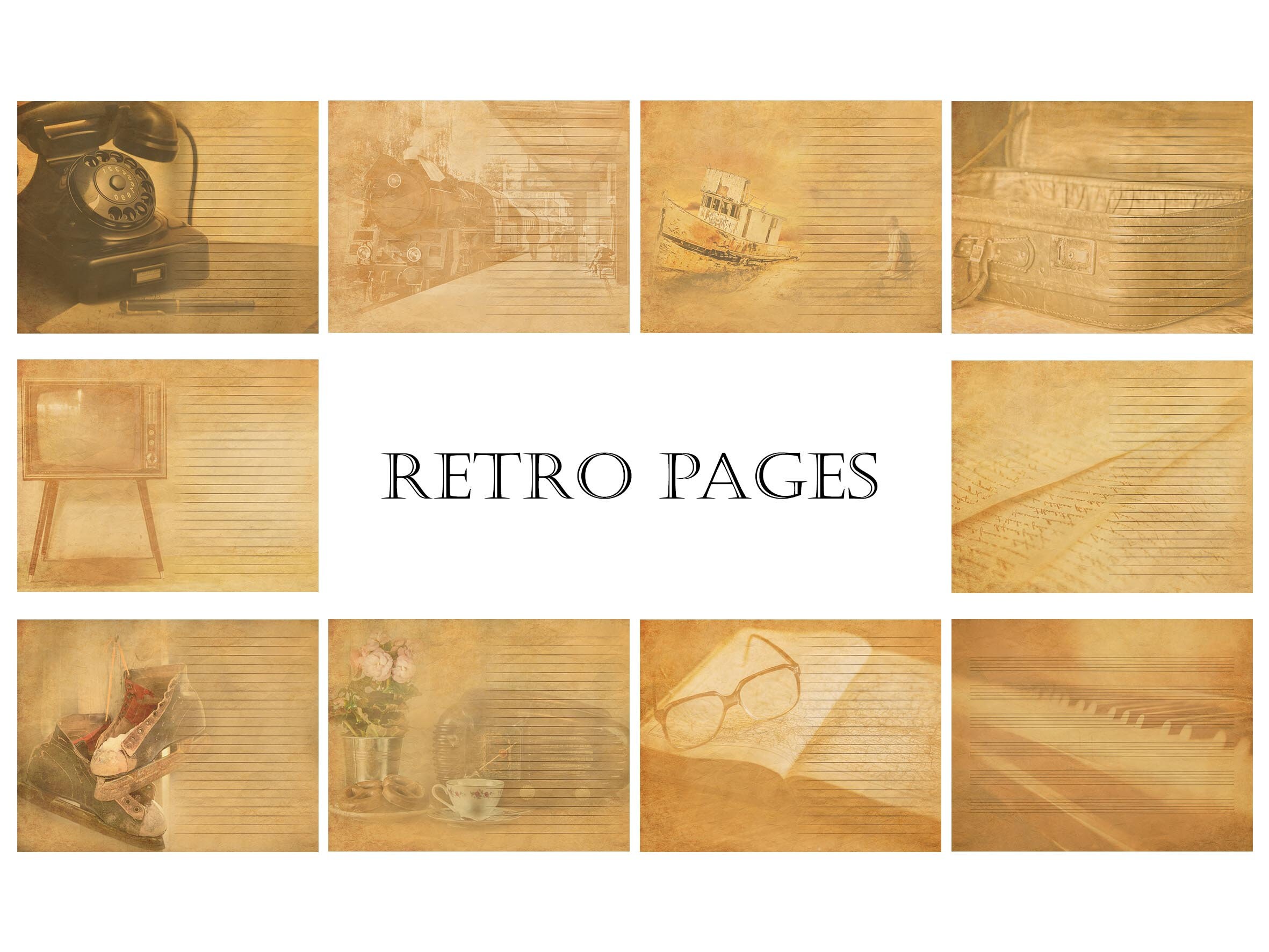 Retro Junk Journal Pages, Digital and Printable Old Looking Paper ...