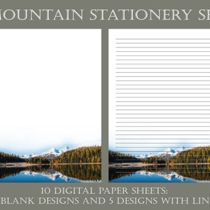 Mountain Stationery Set, Digital and Printable Pack, Minimalist Writing ...