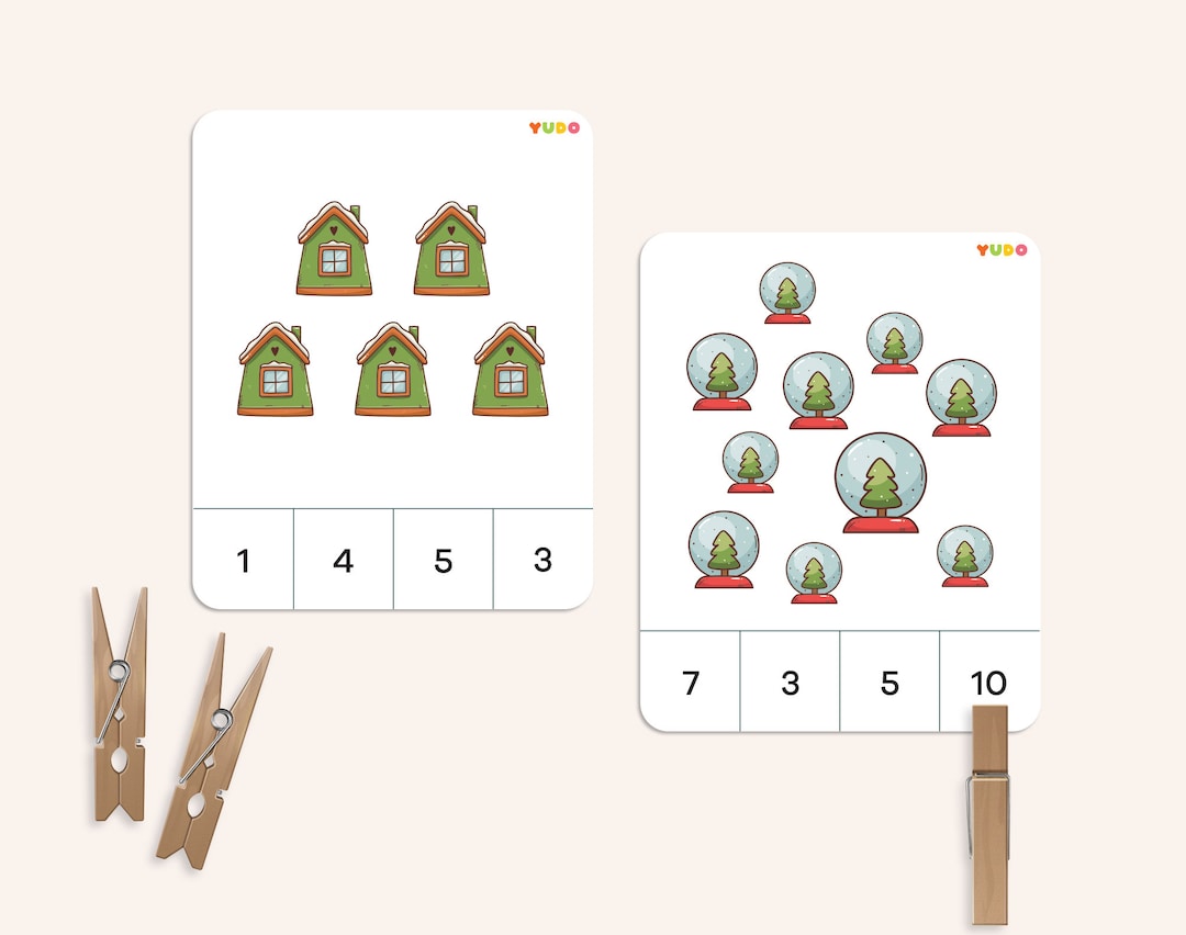 CHRISTMAS Count and Clip Cards, Number Activity, Count 1 to 10 ...
