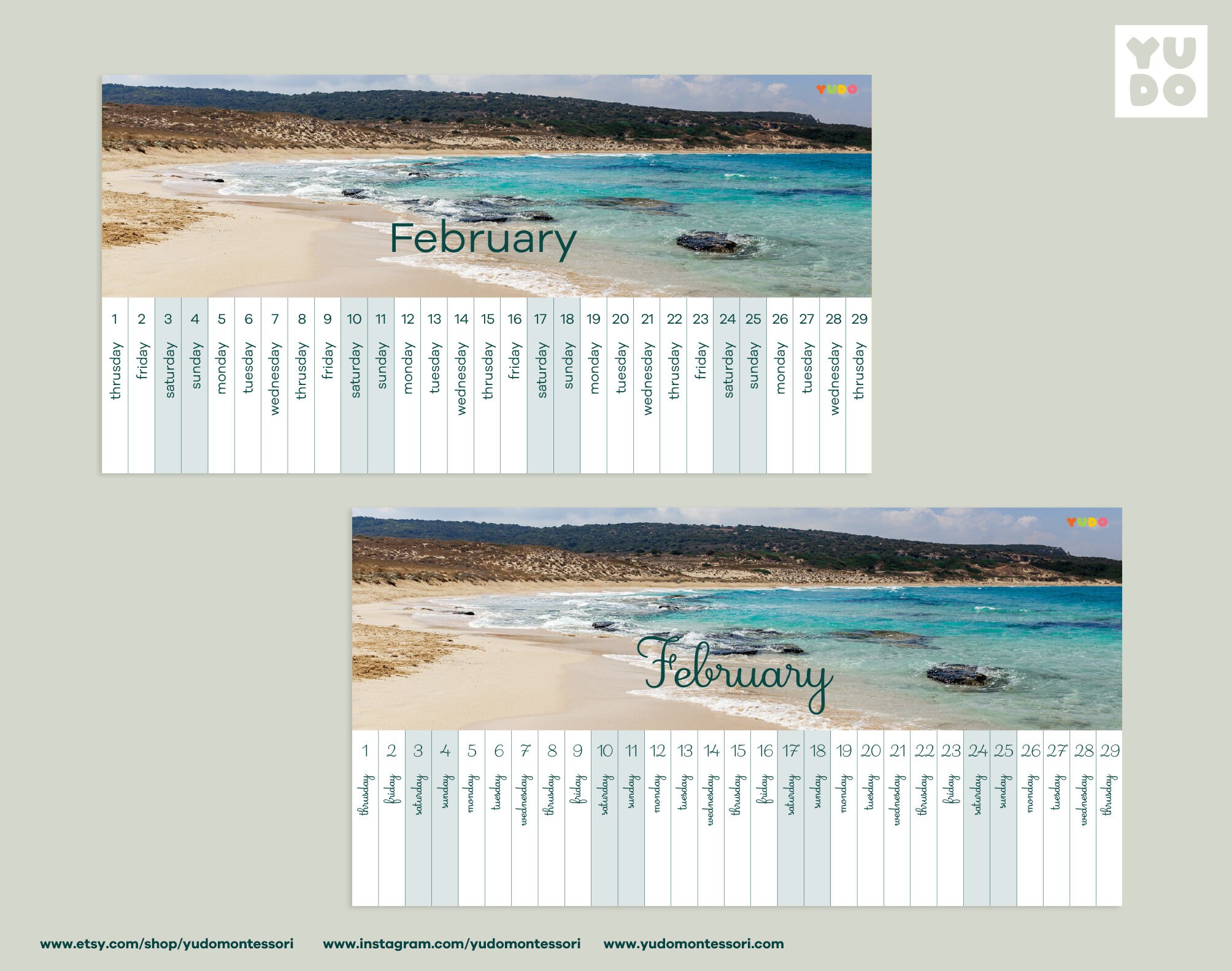 Montessori Linear Calendar 2024, Printable Classroom Calendar PDF ...