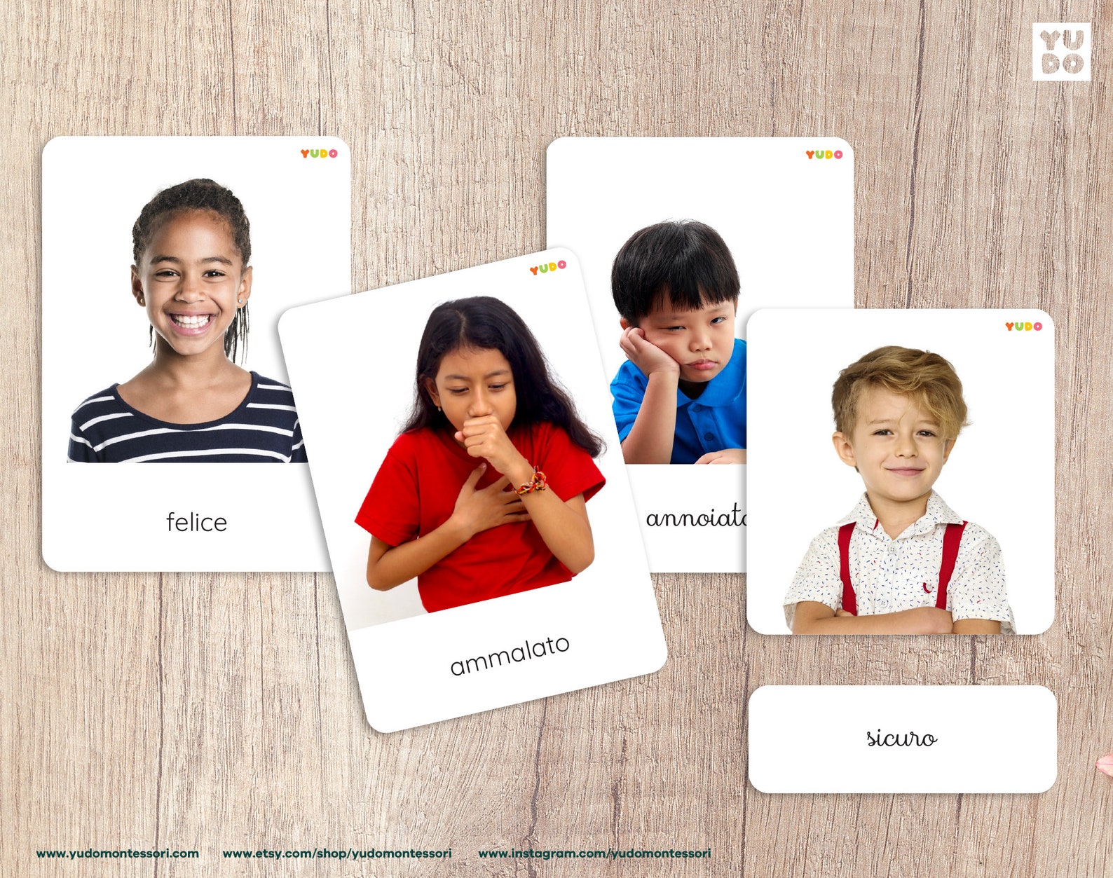 EMOTION Flashcards for Babies, Real Feelings Cards for Kids, Montessori ...