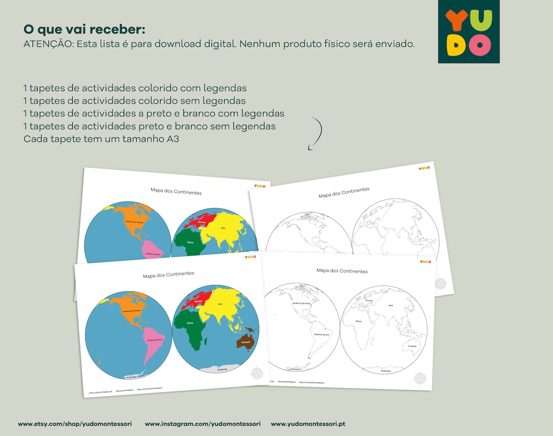CONTINENTS MAP Hemisphere, Montessori Globe Color-code, World Map ...