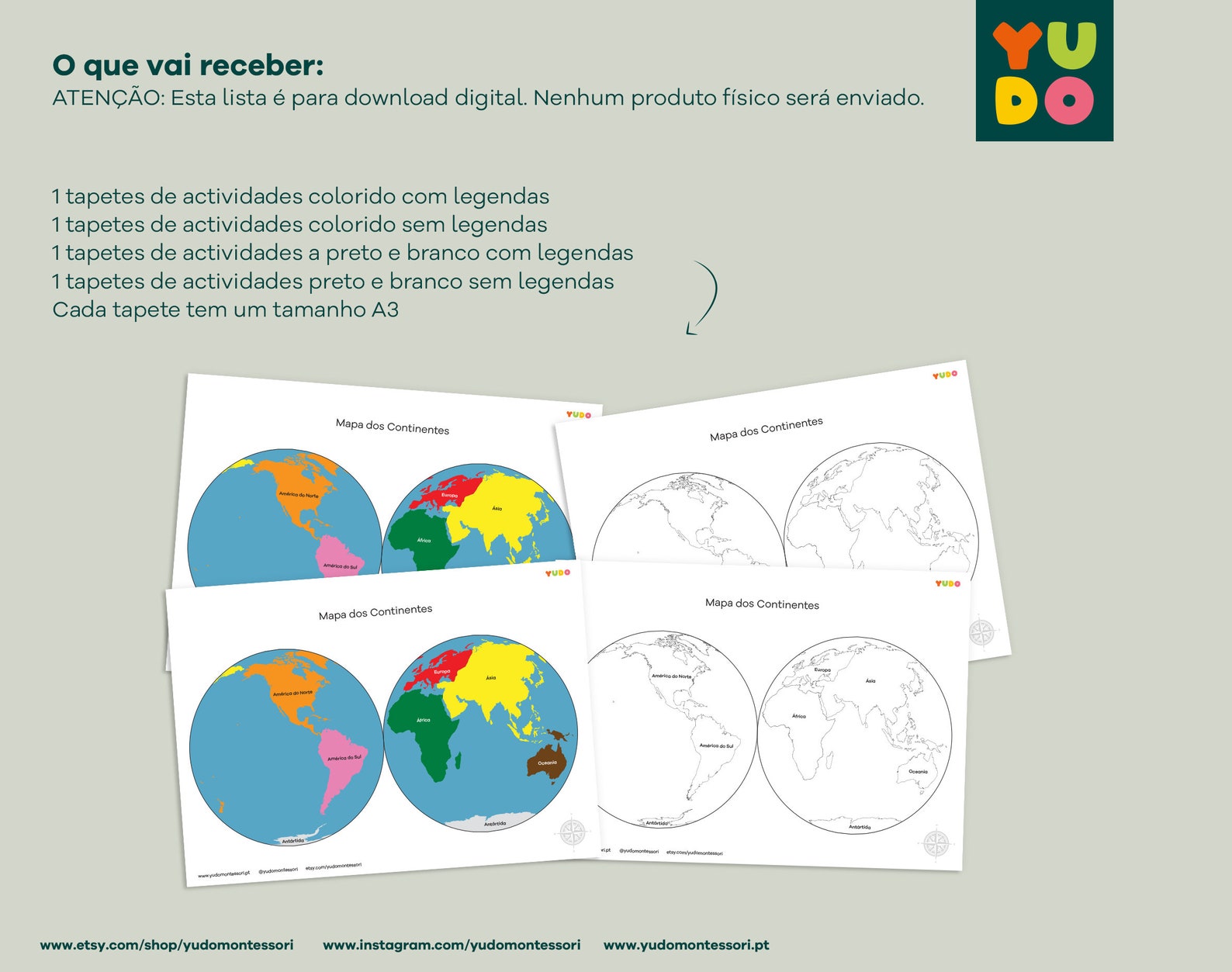 CONTINENTS MAP Hemisphere, Montessori Globe Color-code, World Map ...