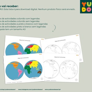 CONTINENTS MAP Hemisphere, Montessori Globe Color-code, World Map ...