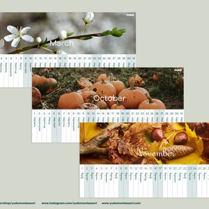 Montessori Linear Calendar 2024, Printable Classroom Calendar PDF ...