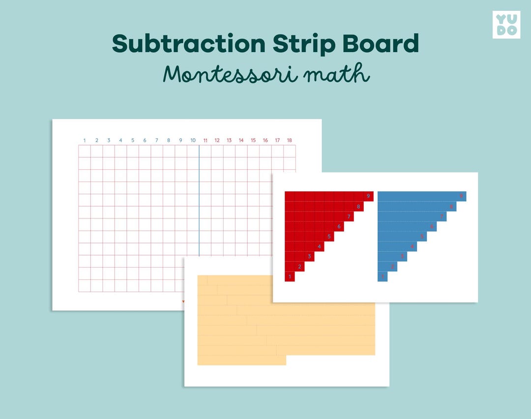 Montessori Subtraction Strip Board Printable, Hands-on Math Charts for ...