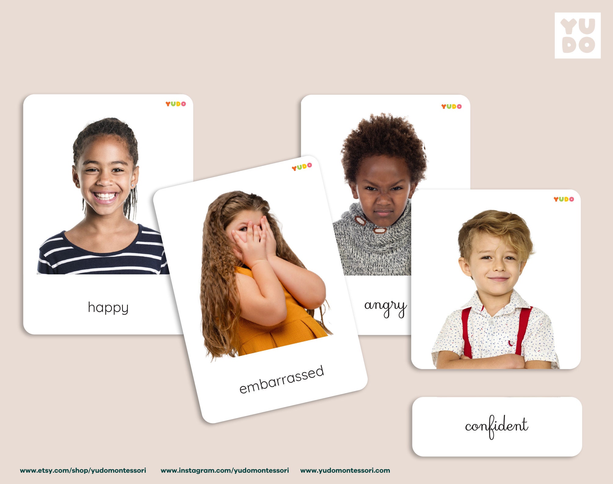 Set of Emotion Picture Cards and Sensory Baby Cards, Photo Emotion ...