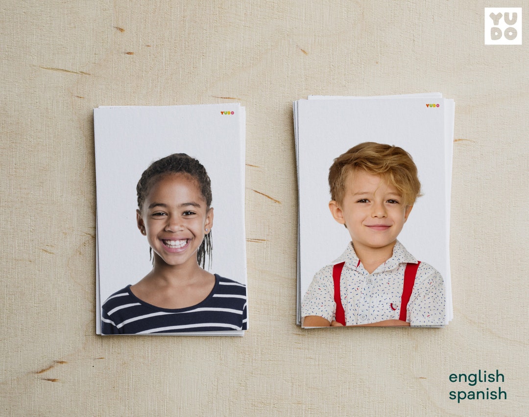 Emotions Cards in Spanish, Montessori Flashcards Feelings With Real ...