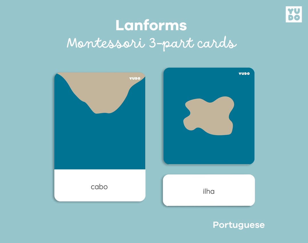 LAND AND WATER Forms, Montessori 3 Part Cards With Definitions ...