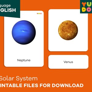 SOLAR SYSTEM. Montessori 3-part Cards. Nomenclature Cards With Two ...