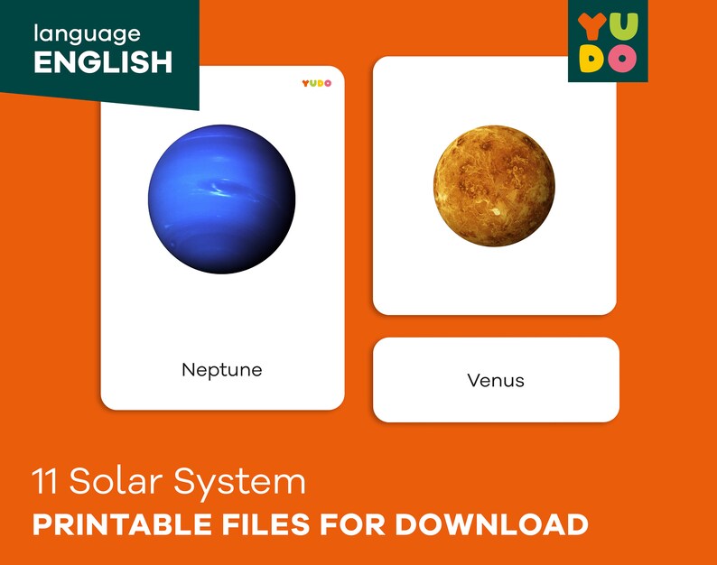 SOLAR SYSTEM. Montessori 3-part Cards. Nomenclature Cards With Two ...