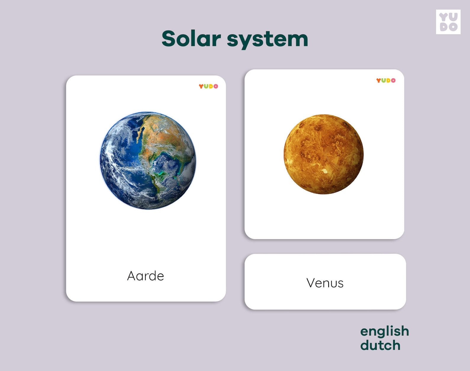 SPACE Cards in Dutch, Solar System Montessori Flashcards, Science 3 ...