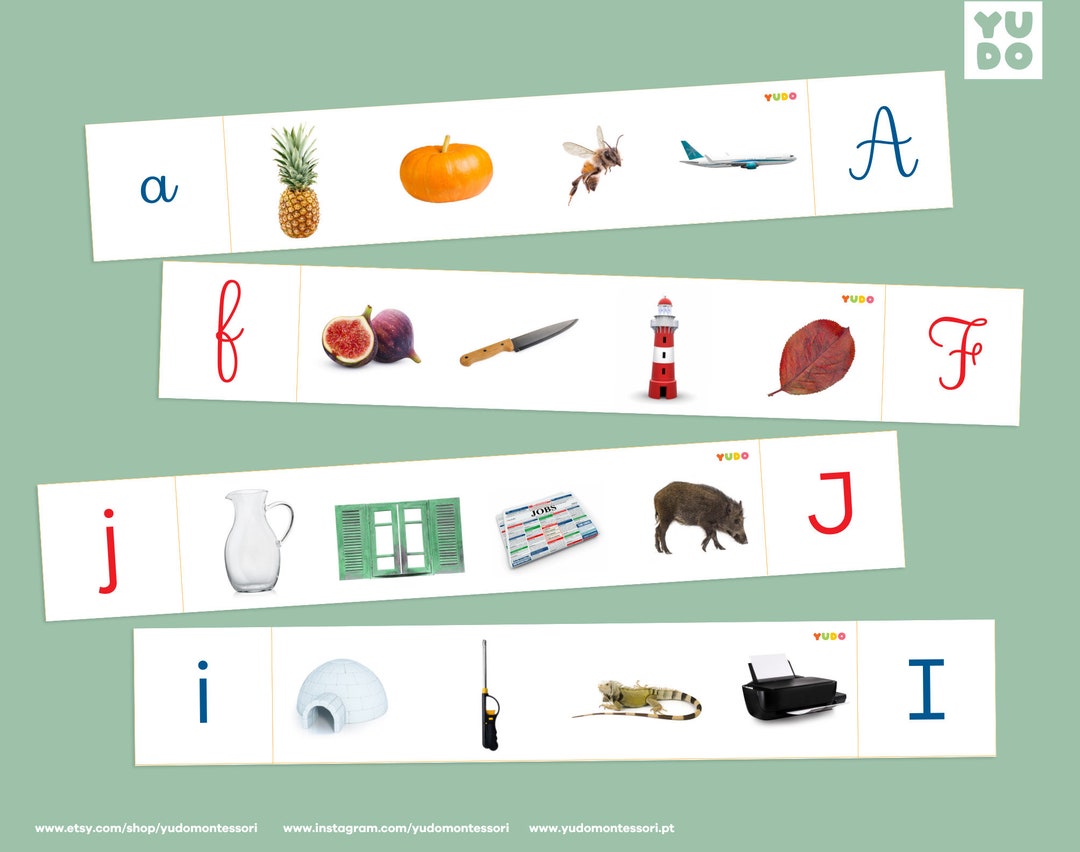 BEGINNING SOUNDS Worksheets in Portuguese, Montessori Phonics Cards ...