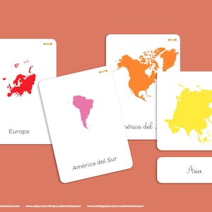 Continents Map of the World, Montessori Geography 3 Part Cards ...