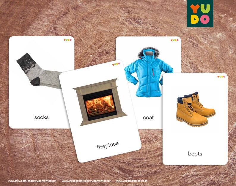 WINTER Flash Cards, Montessori Printable, Seasonal Vocabulary Builder ...