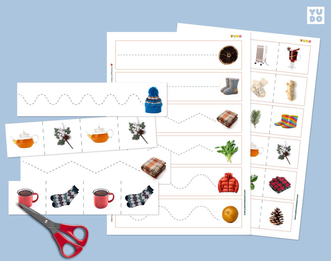 Winter Cutting and Tracing Strips for Kids, Fine Motor Skills Printable ...