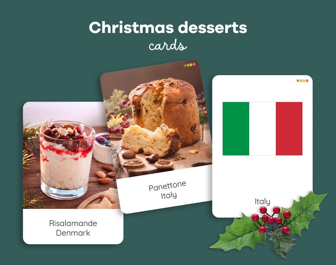 Christmas Desserts European Cards for Kids, Printable Set, 18 Countries ...