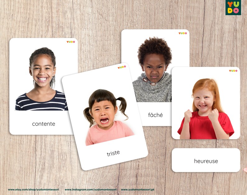 Flashcards photo EMOTION imprimables en français, Caractéristiques de ...