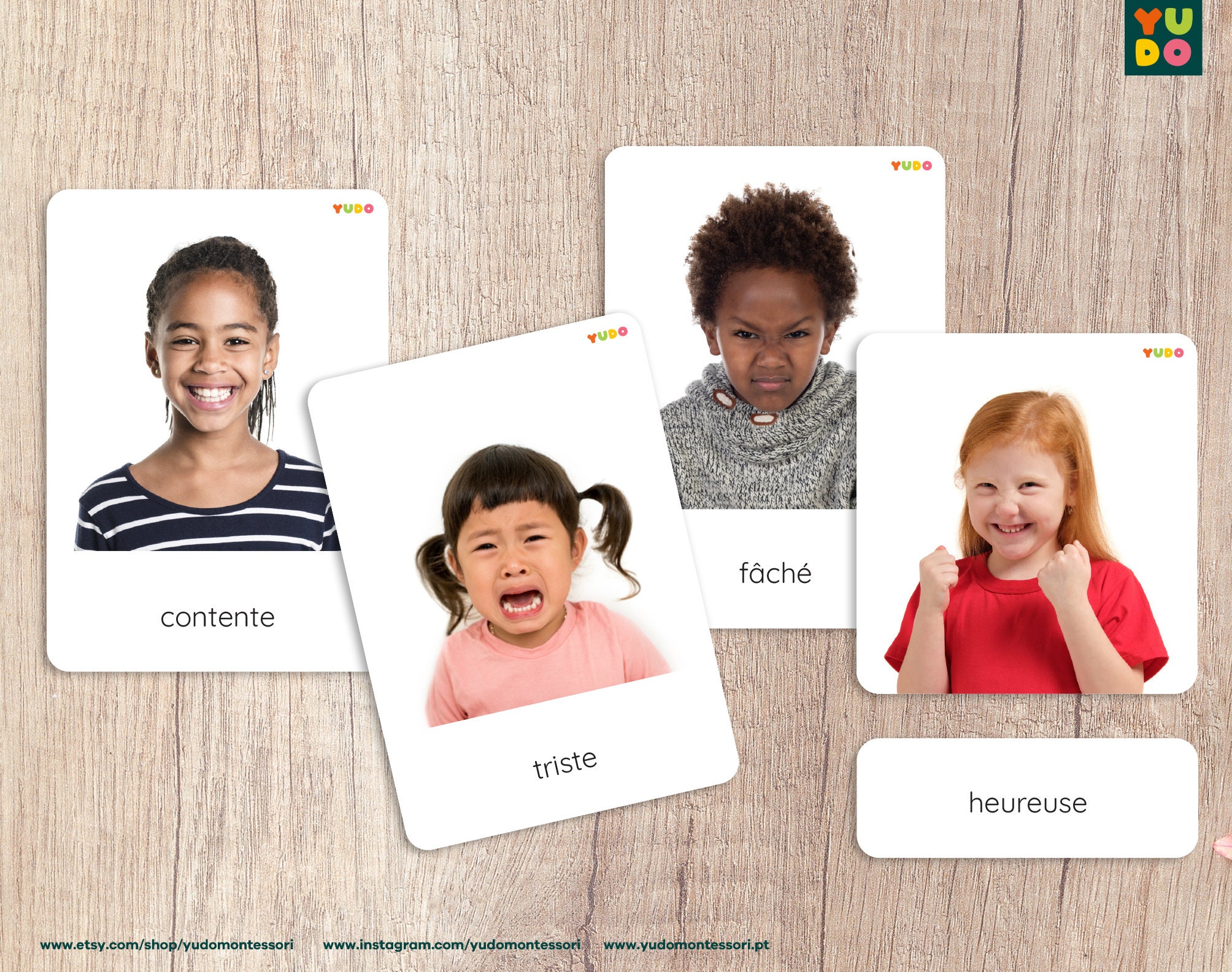 Photo EMOTION Flashcards Printable in French, Features Real Children ...