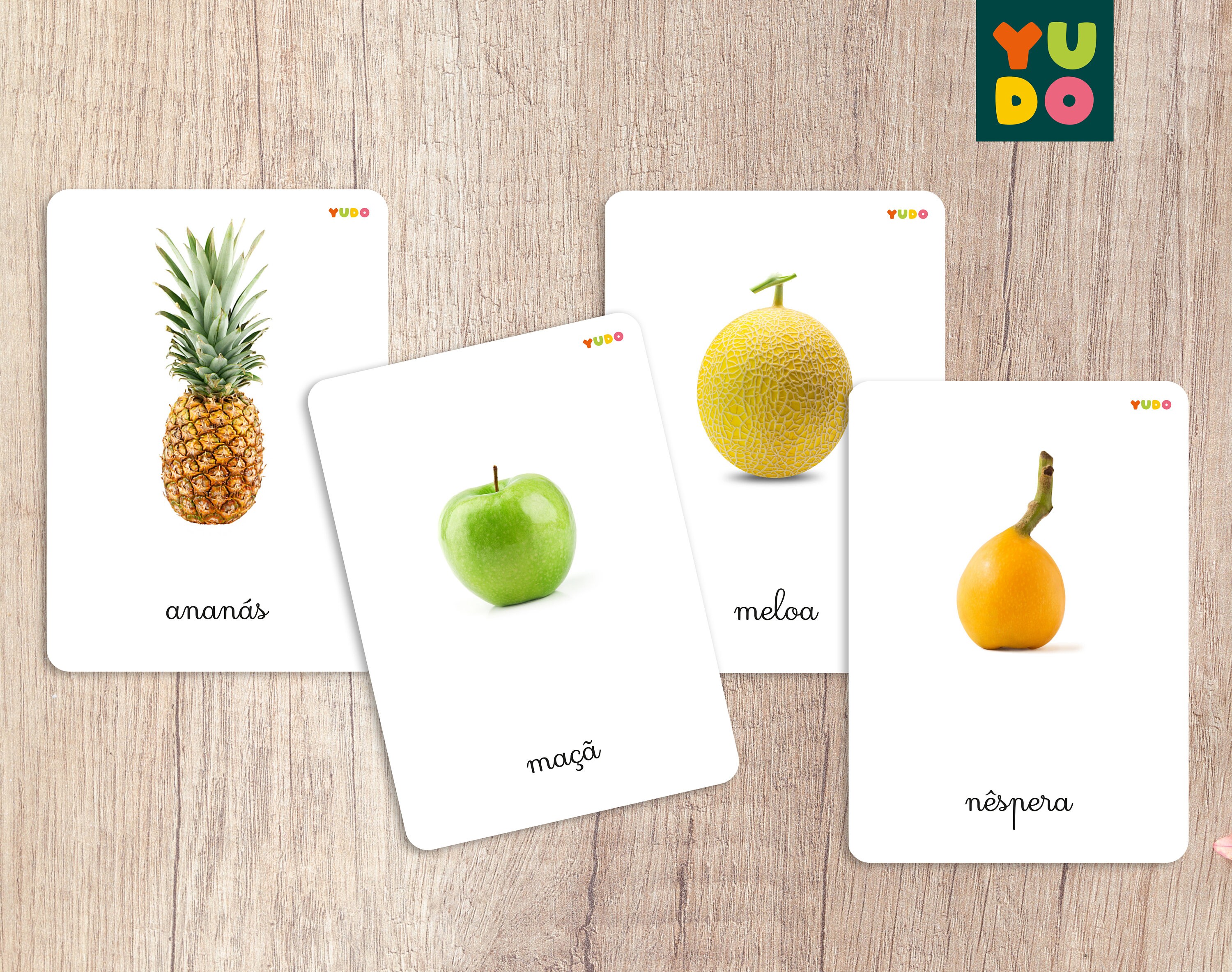 FRUITS Montessori 3 Part Cards in Portuguese, Language Activities ...