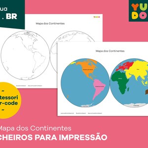 CONTINENTS MAP Hemisphere, Montessori Globe Color-code, World Map ...