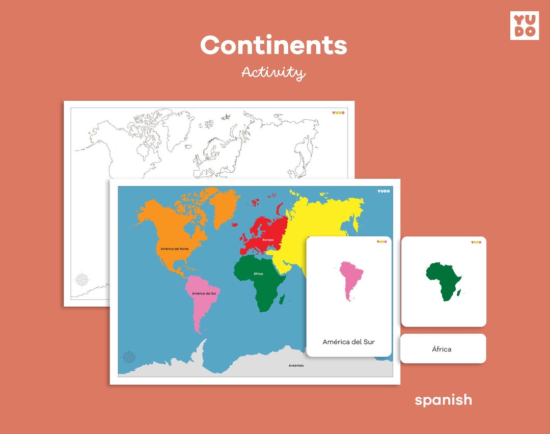 Continents Map of the World, Montessori Geography 3 Part Cards ...