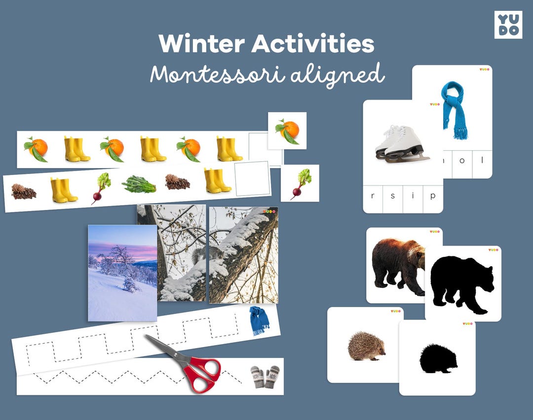 WINTER BUNDLE Activities for Kids, Winter Elements Cards, Montessori ...