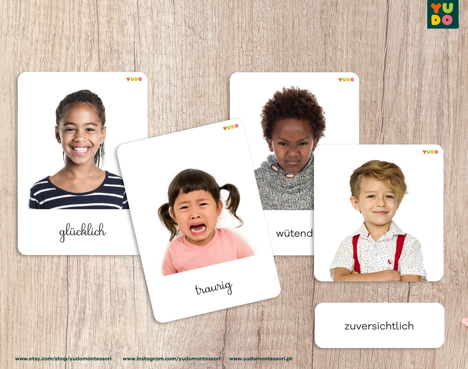 Emotions Cards and Poster in German, Emotions Poster for Kids Room ...