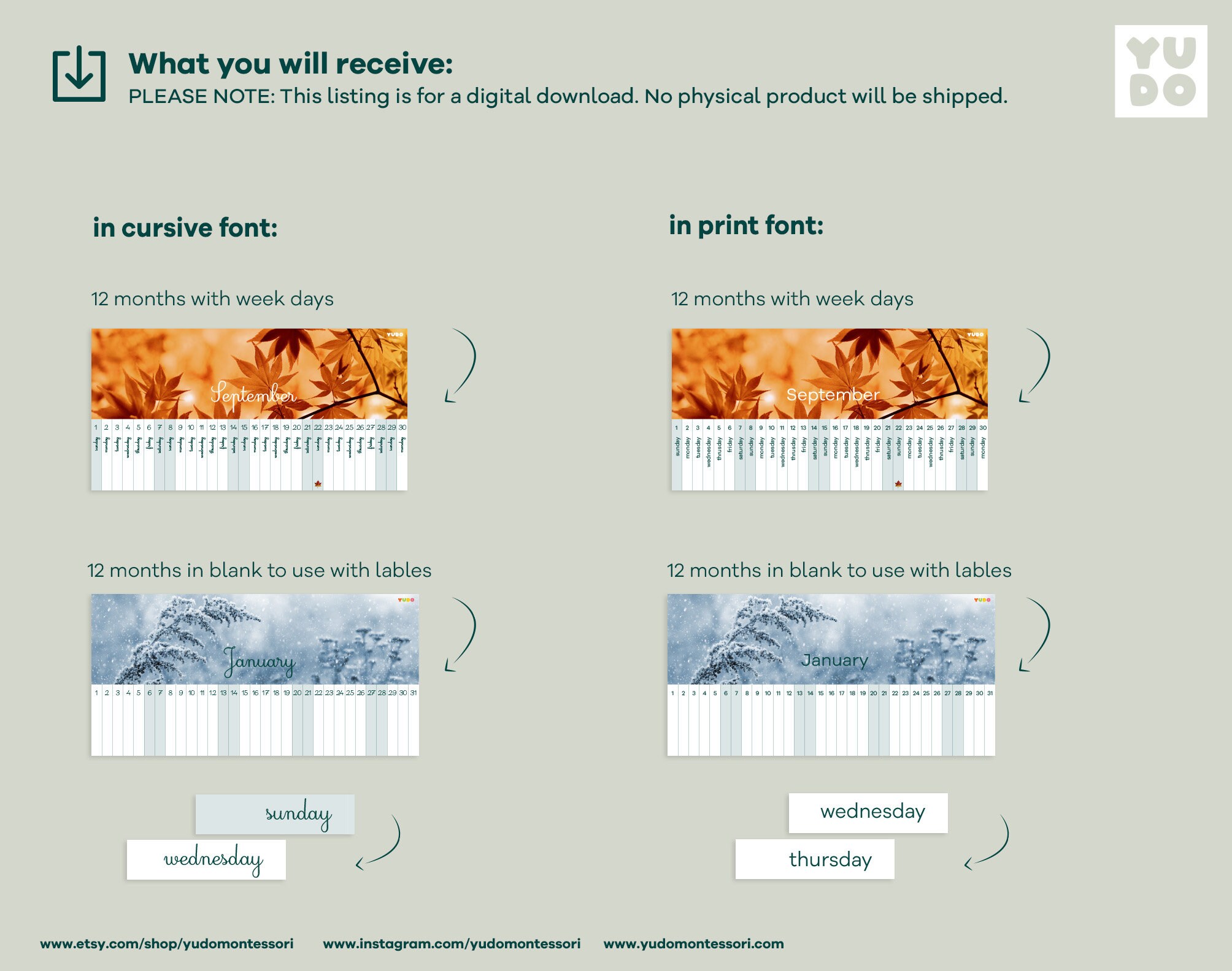 Montessori Linear Calendar 2024, Printable Classroom Calendar PDF ...