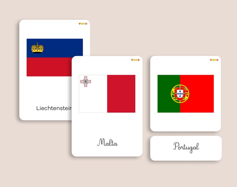 Montessori Flags of Europe 3-part Cards, Geography for Kids, Vocabulary ...