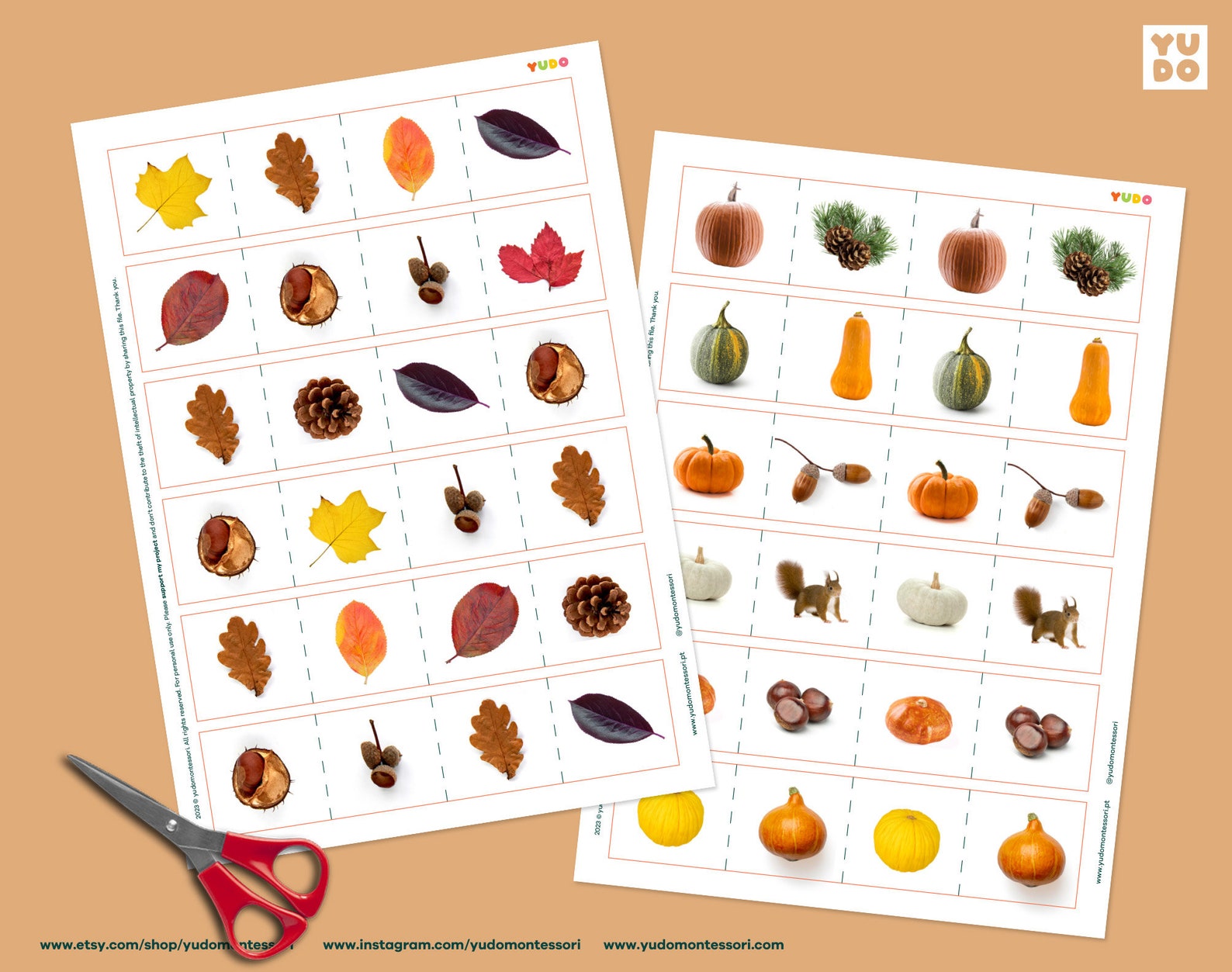 Set of Cutting Strips for Scissor Skills for Kids, Autumn Fall Theme ...