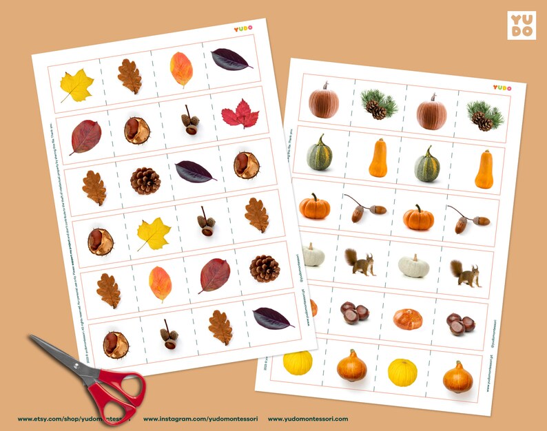 Set of Cutting Strips for Scissor Skills for Kids, Autumn Fall Theme ...