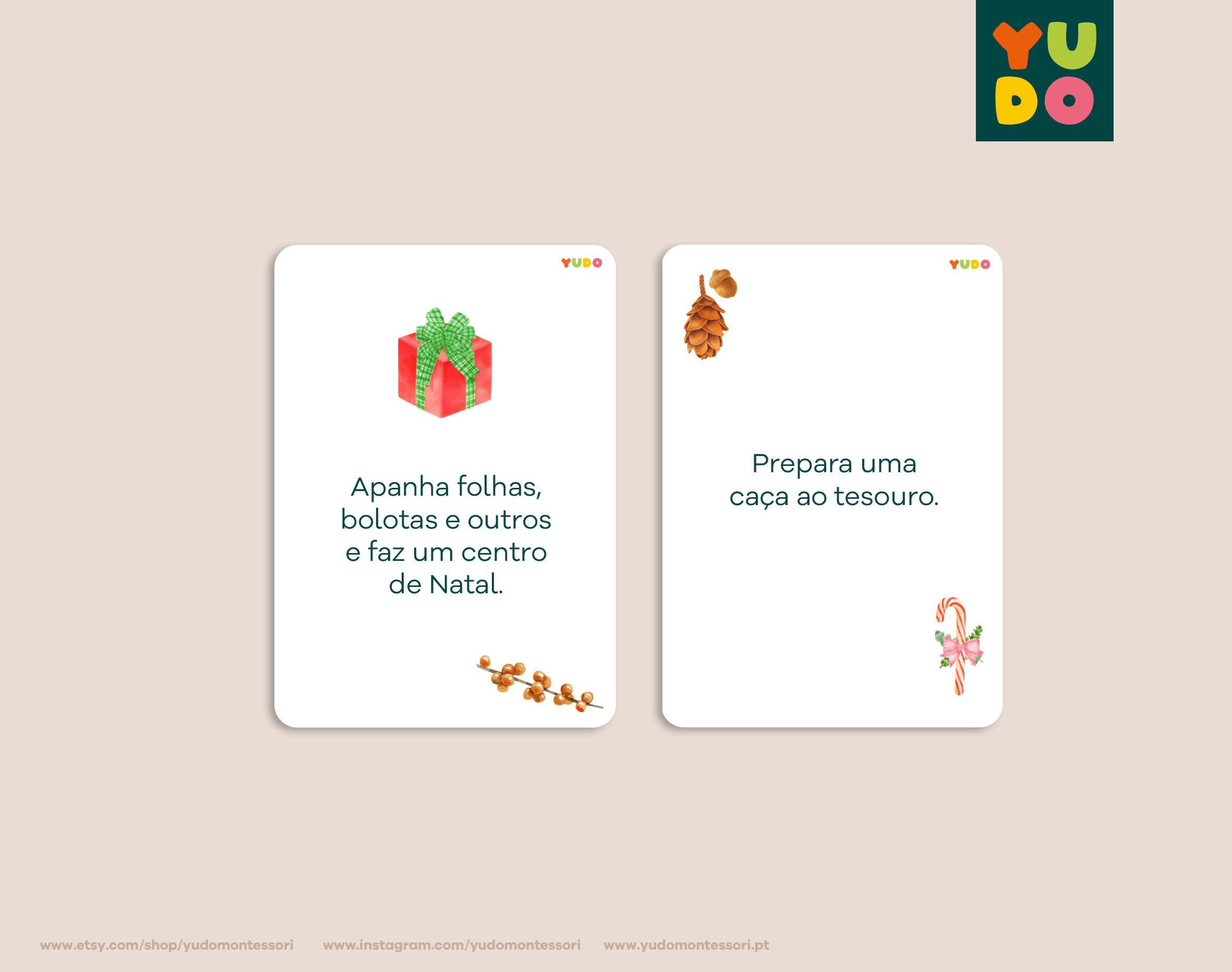 ADVENT CALENDAR Activity Cards in Portuguese, Christmas Holiday Gift ...