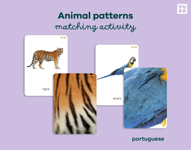 Animal Pattern Matching Printable Cards for Kids, Zoo Animals Details ...
