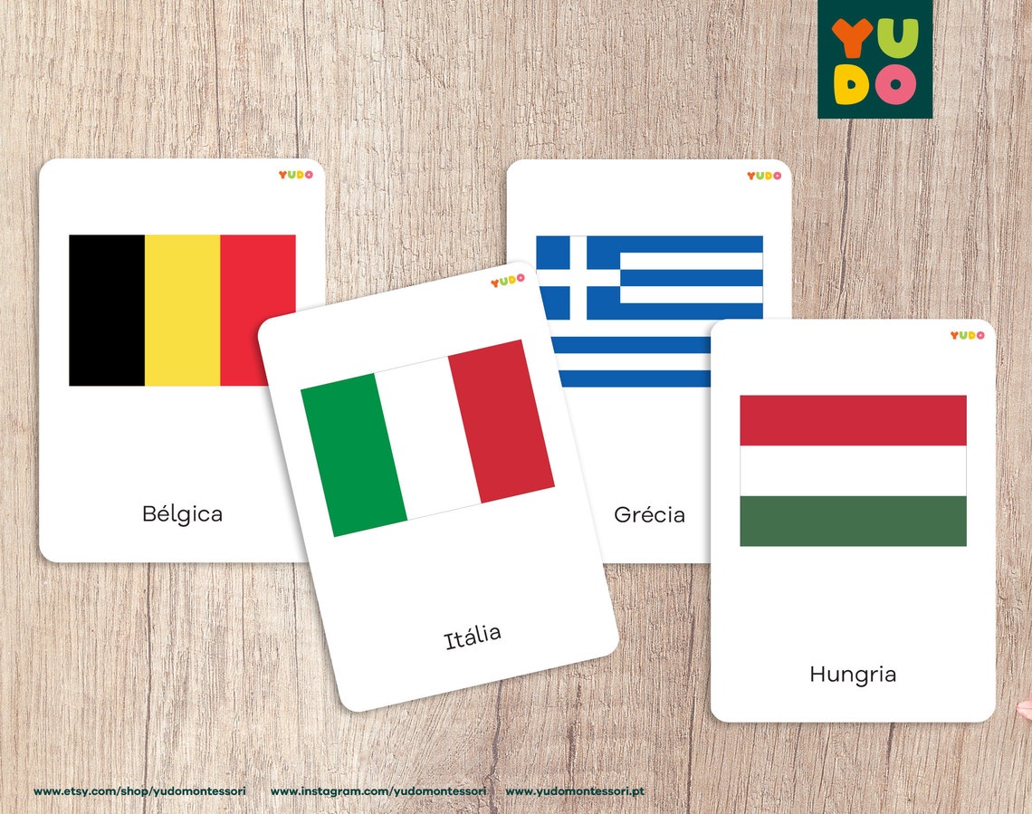 Montessori Flags of Europe 3-part Cards, Geography for Kids, Vocabulary ...