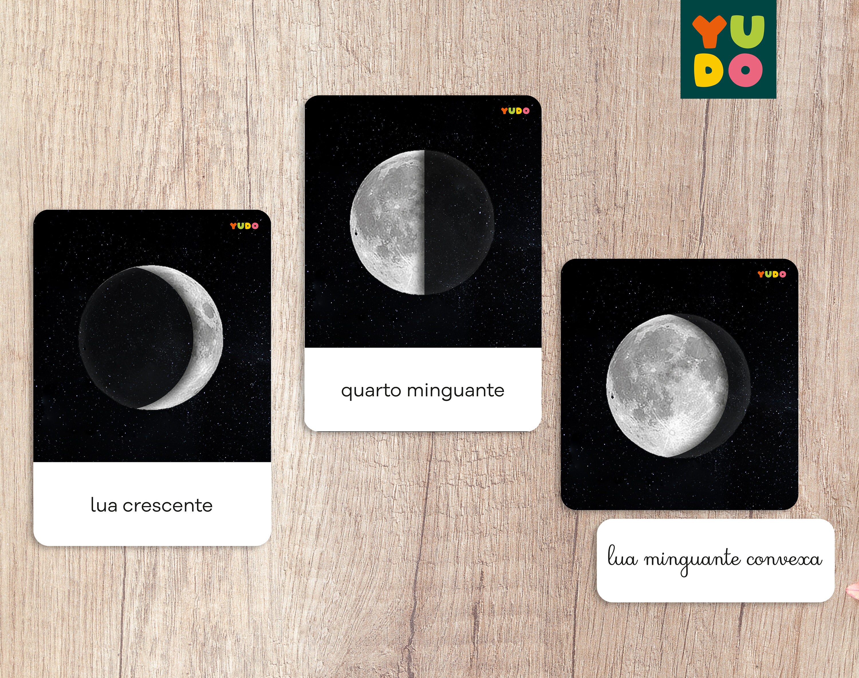 Science MOON PHASES Cards for Kids, Montessori Nomenclature Cards ...
