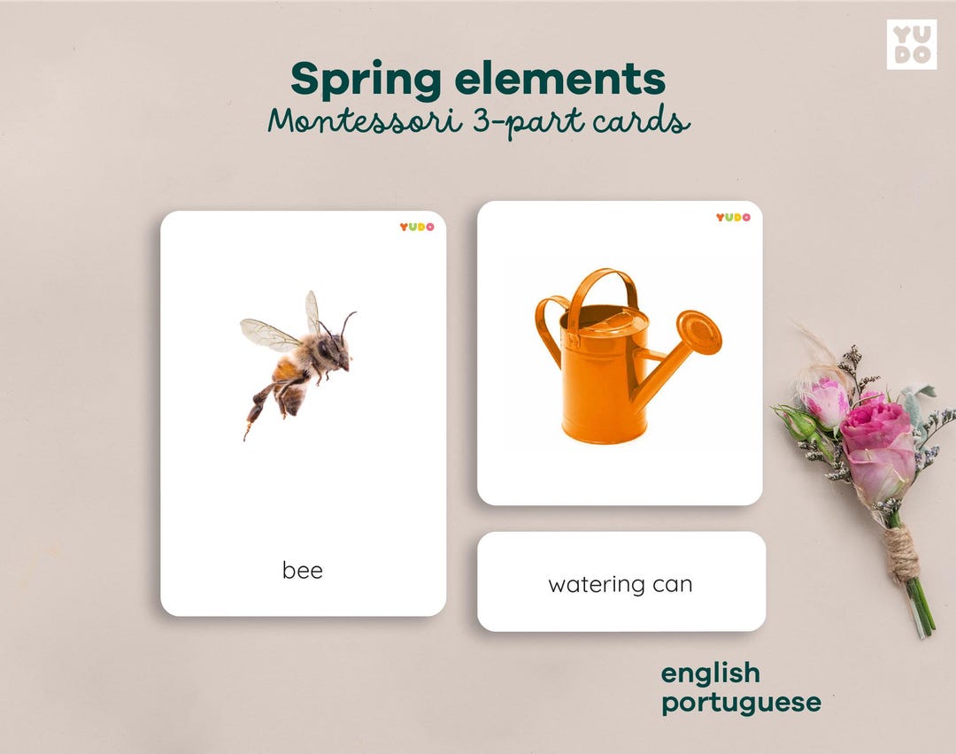 Spring Montessori 3 Part Nomenclature Nature Elements Printable - Etsy