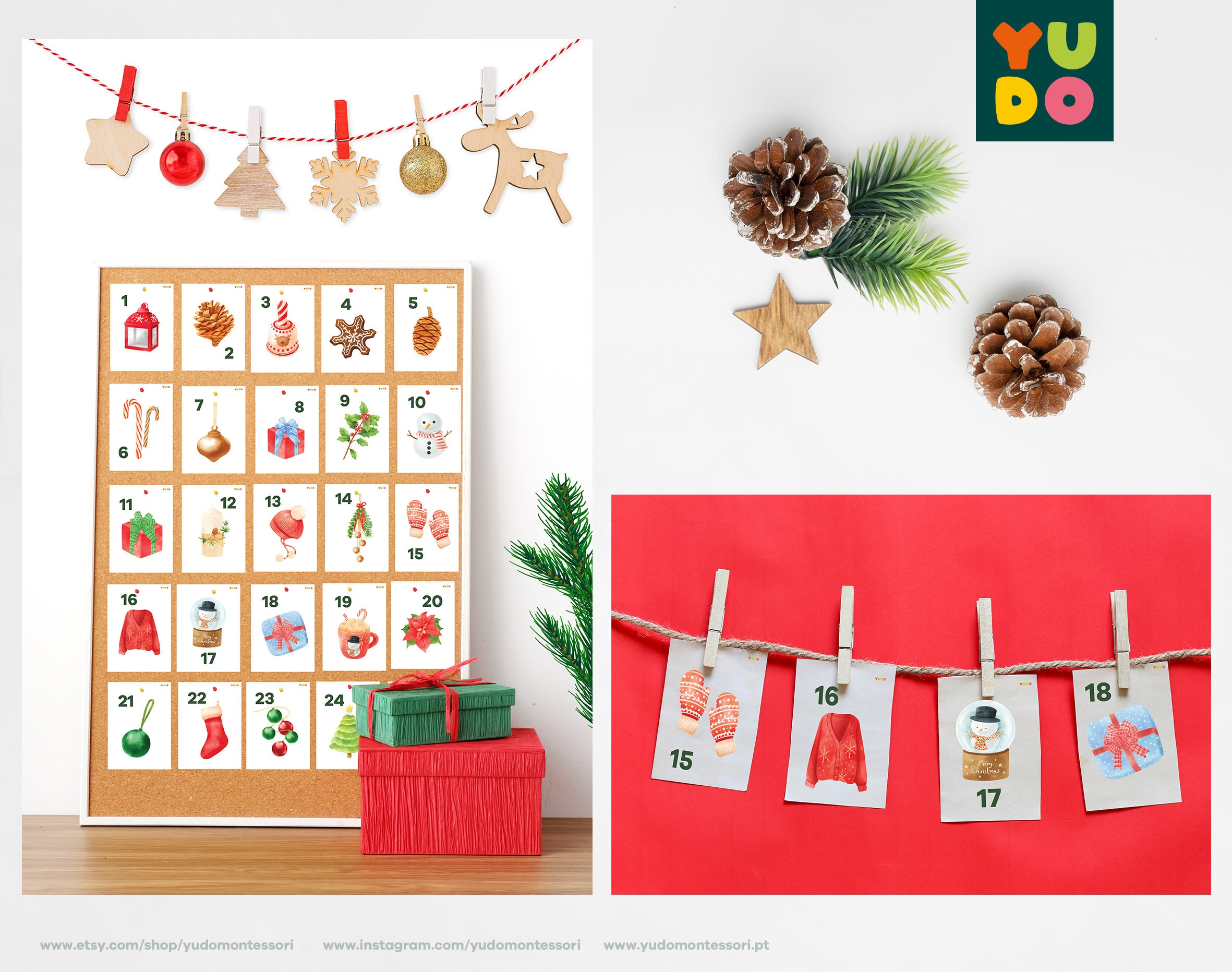 ADVENT CALENDAR Activity Cards in Portuguese, Christmas Holiday Gift ...