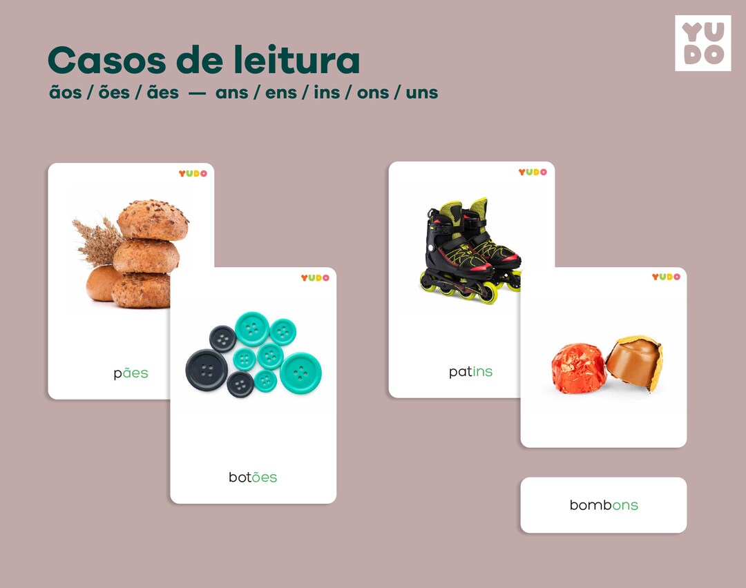 16 Portuguese Grammar Cards, Green Series Vocabulary Cards With Real ...