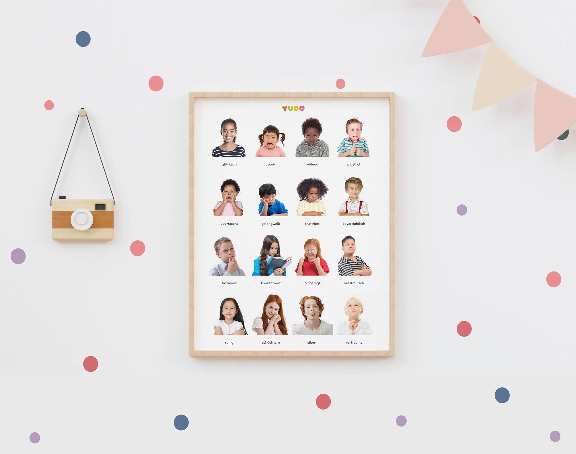 Emotions Cards and Poster in German, Emotions Poster for Kids Room ...