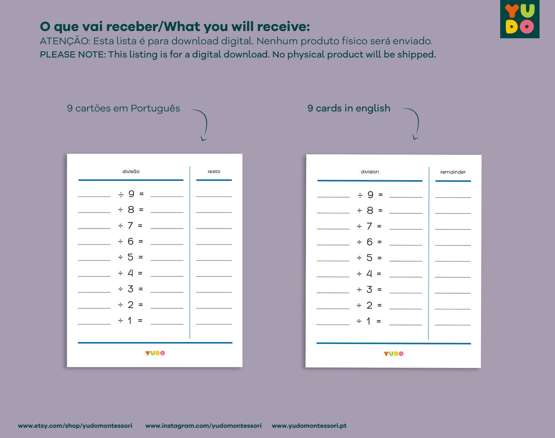 Montessori Table of Division, Division Practice PDF, Montessori Math ...