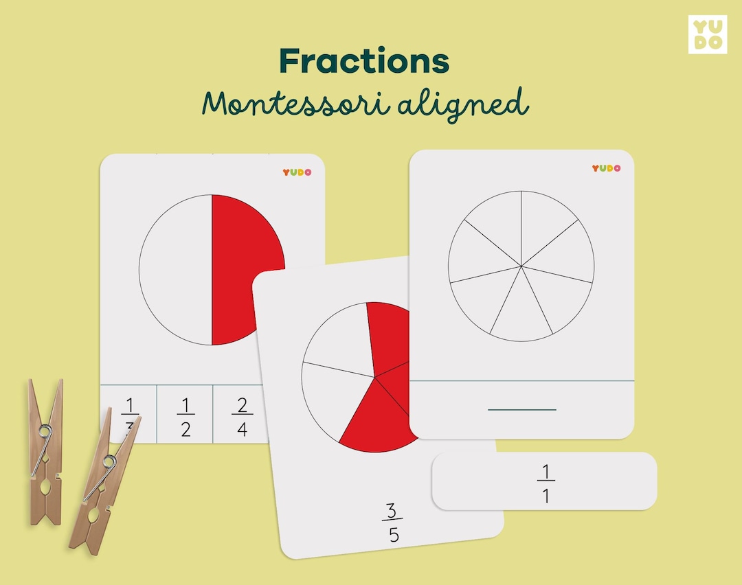 Montessori Fractions Activity Clip Cards and Blank Cards Printable ...