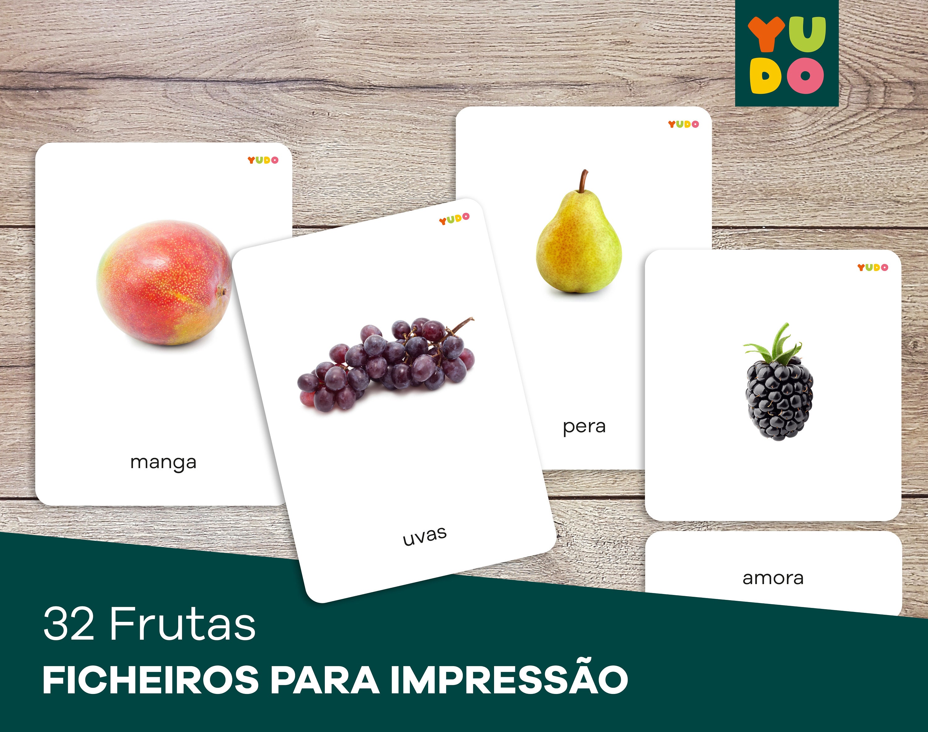 FRUITS Montessori 3 Part Cards in Portuguese, Language Activities ...
